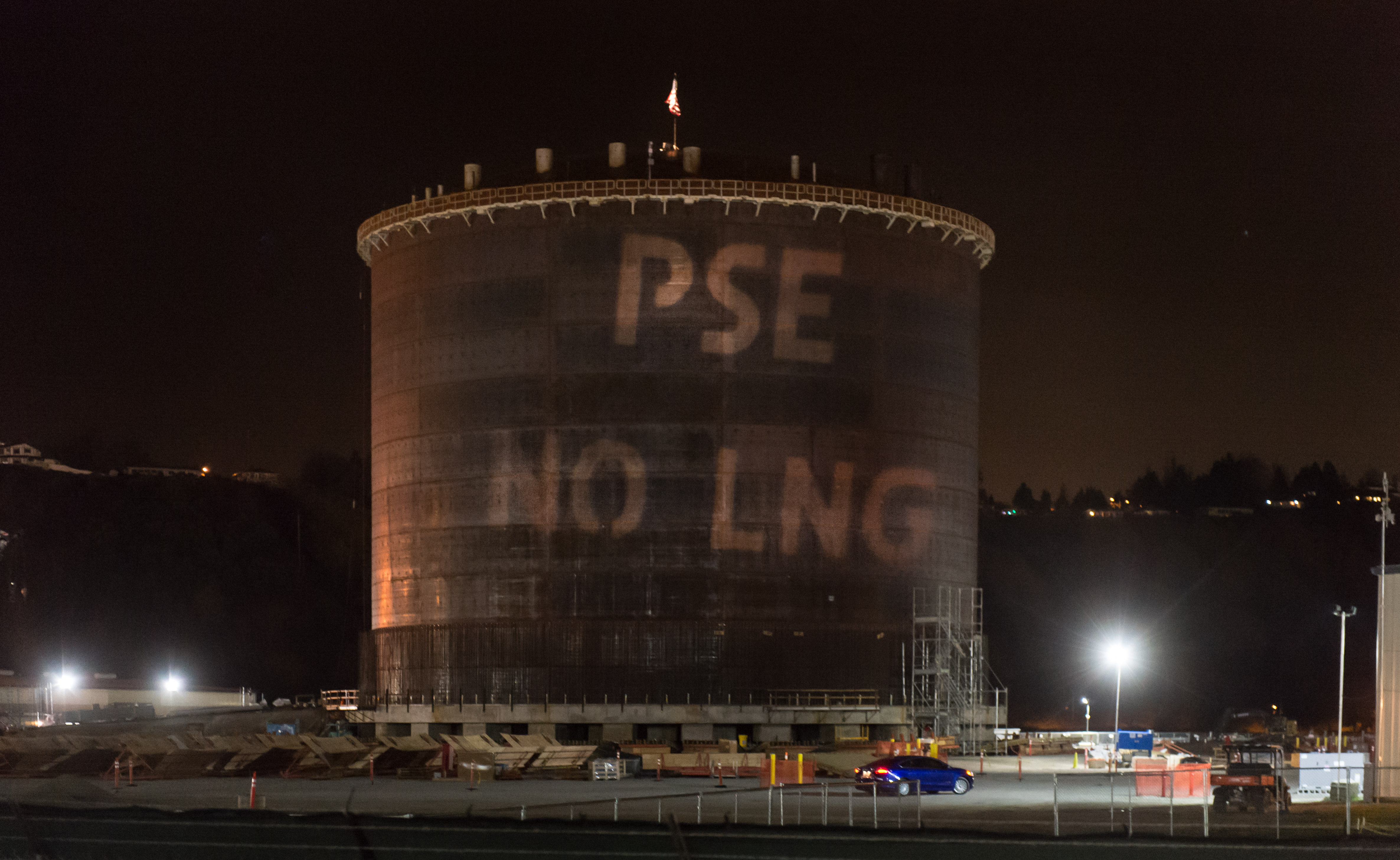 LNG Tank Light Projection In Tacoma - Backbone Campaign