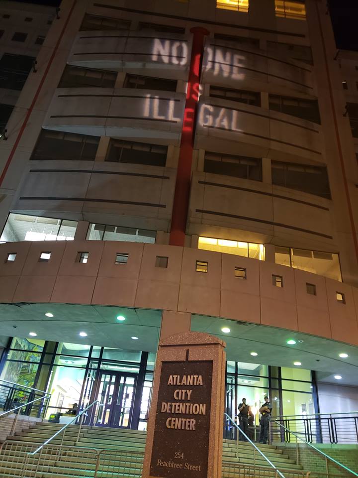 Projection Onto Atlanta Detention Center - Backbone Campaign