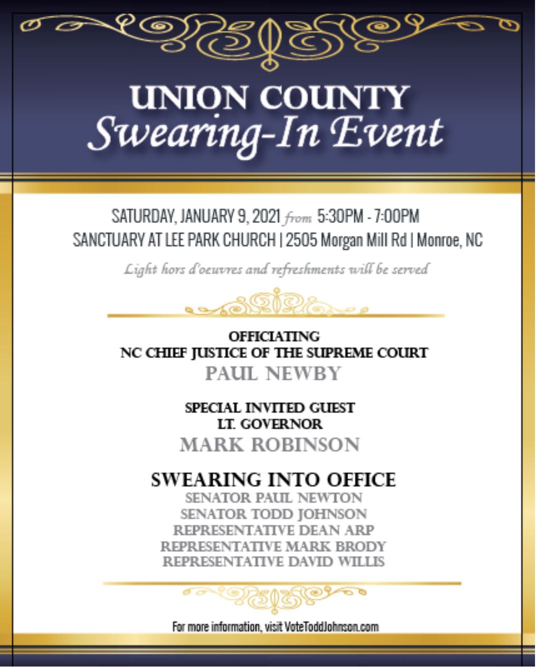 NCGA Swearing in Ceremony - Union County Republican Party