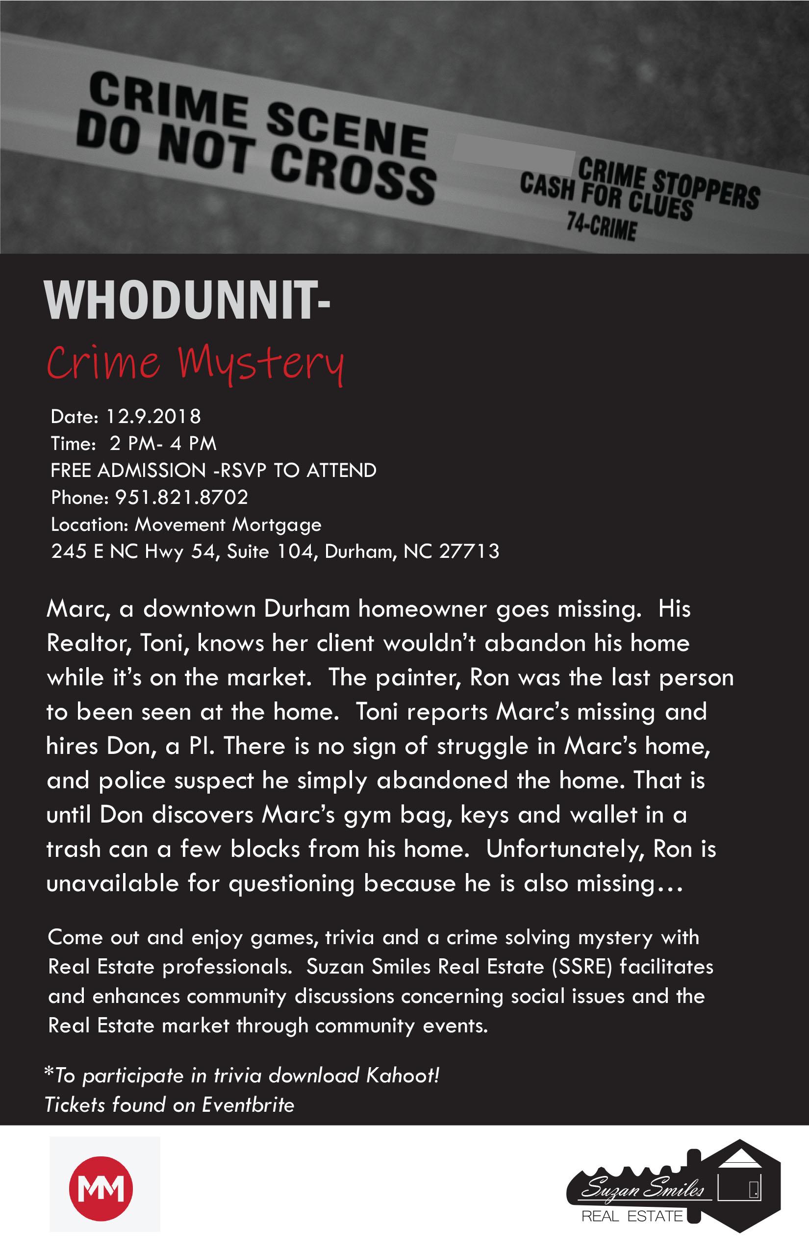 WHODUNNIT-Crime Mystery - City of Durham NIS Community Engagement
