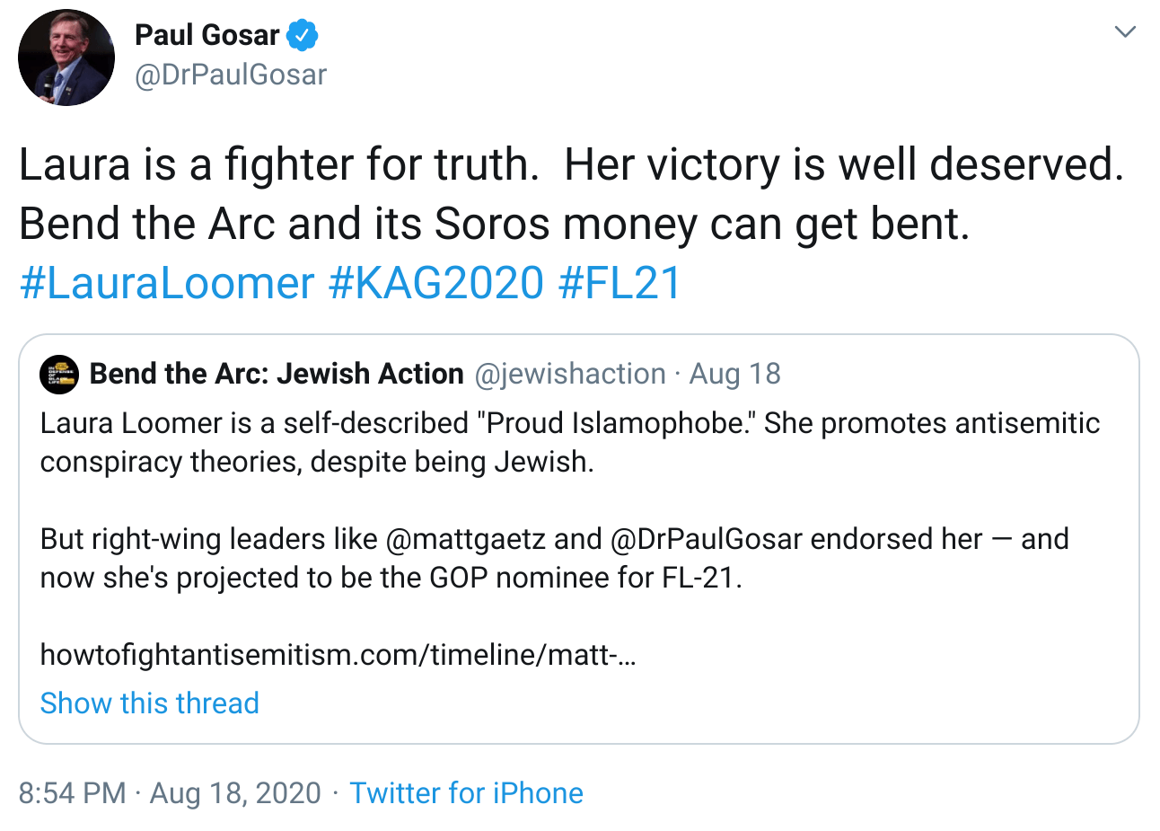 Why Rep. Gosar is attacking Bend the Arc - Bend the Arc: Jewish Action