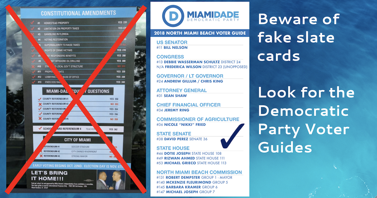 Beware of Fake Slate Cards - Miami-Dade Democratic Party