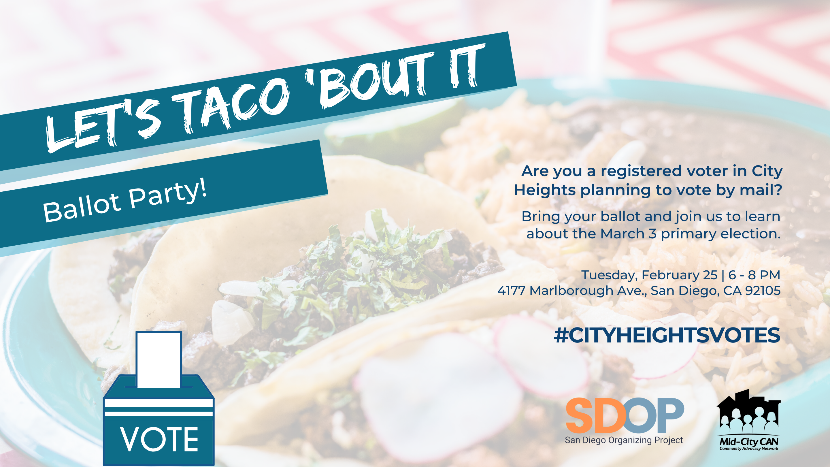 Lets TACO Bout it - Ballot Party - Mid-City CAN