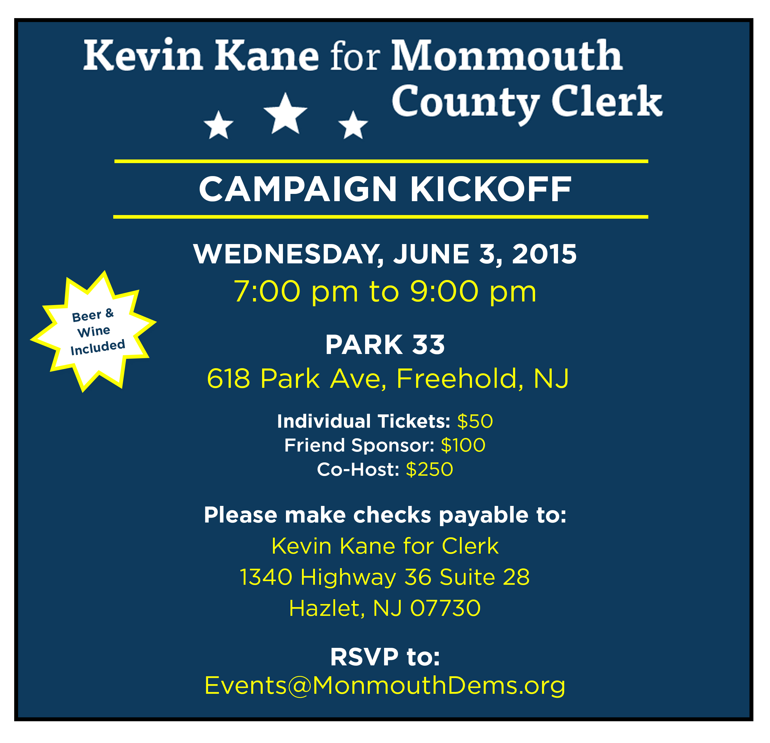 Councilman Kevin Kane's Campaign Kickoff for Monmouth County Clerk ...