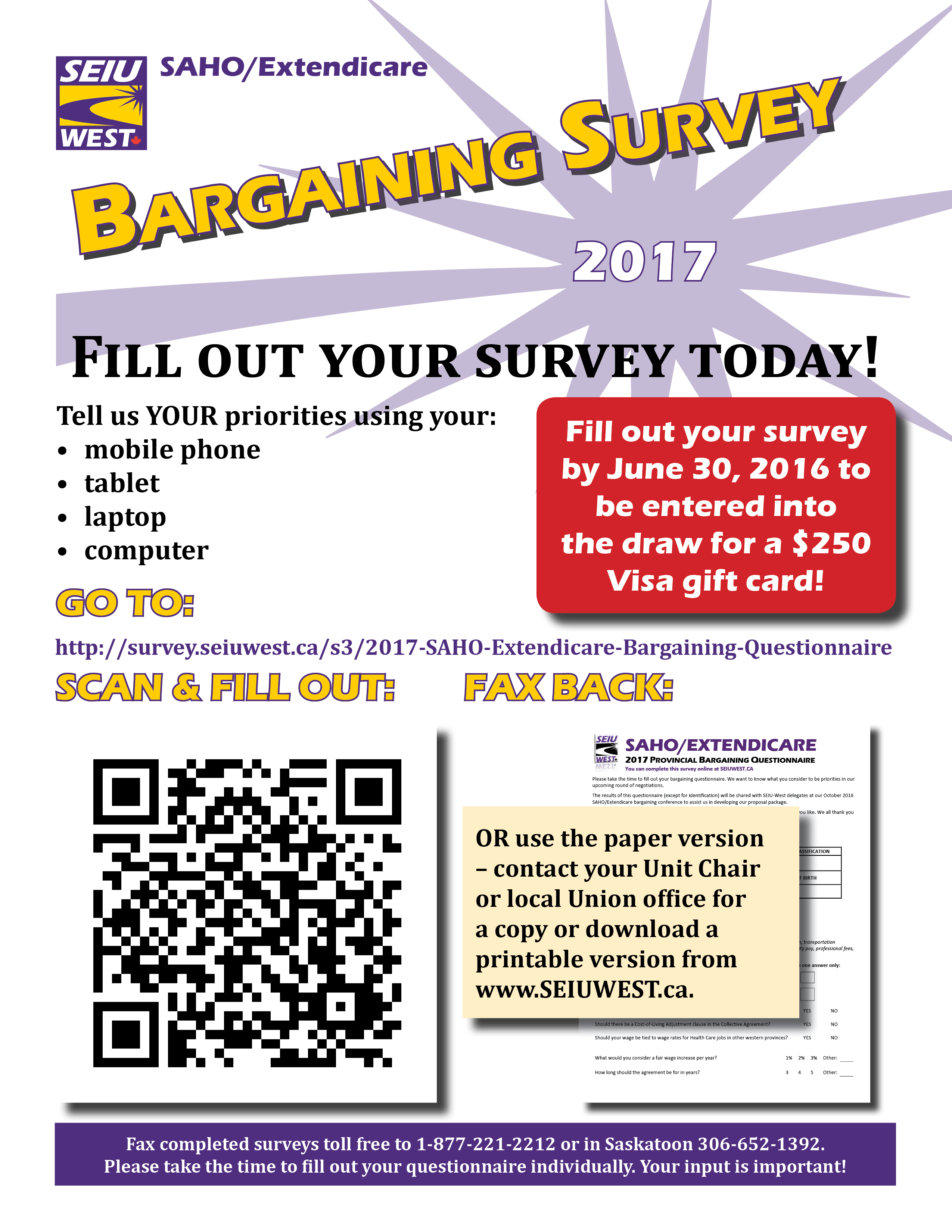 2017 Bargaining Survey: SAHO/Extendicare - SEIU-West