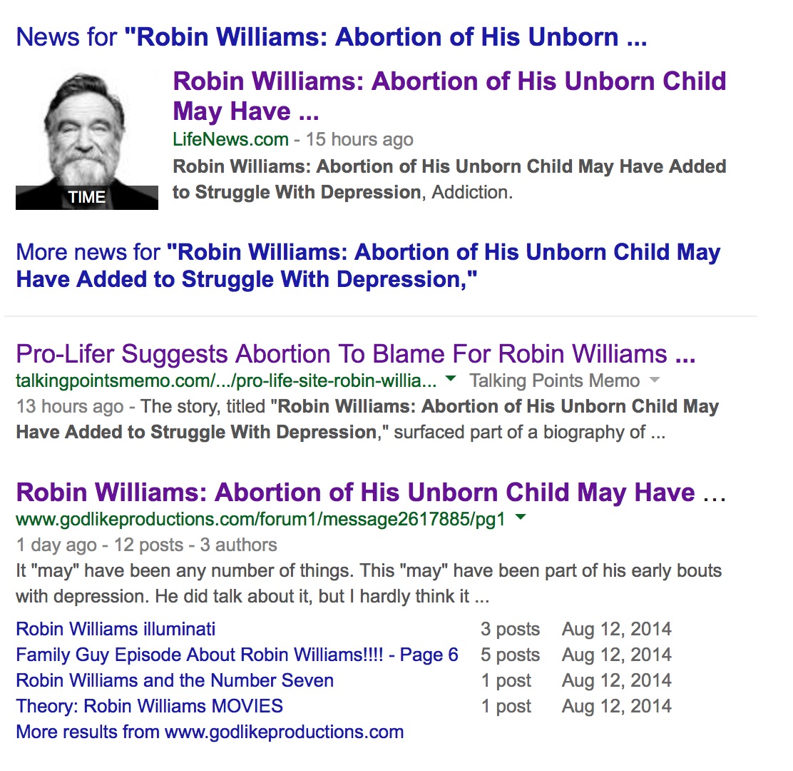Robin Williams Suicide Result Of Depression Over Girlfriend's Abortion ...