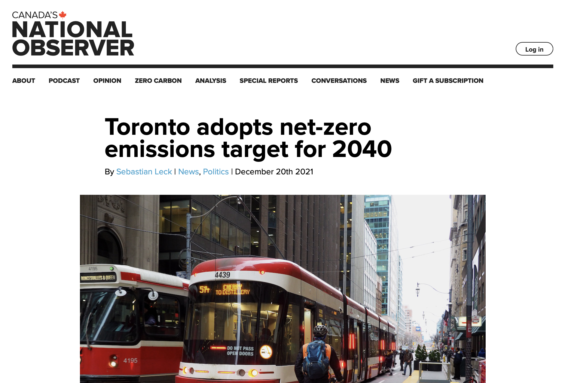 Toronto adopts net-zero emissions target for 2040