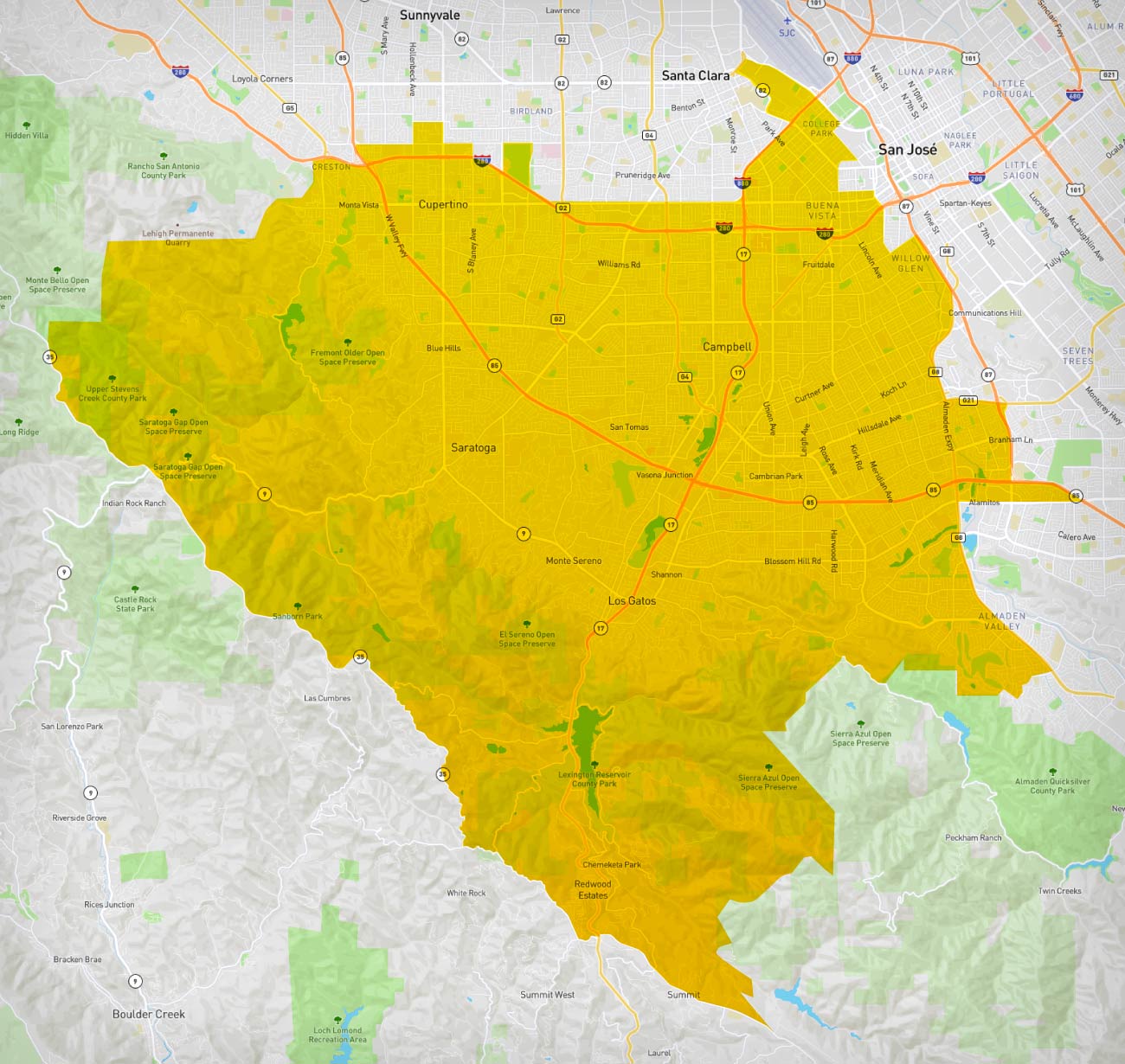 Santa Clara County California Map - Map