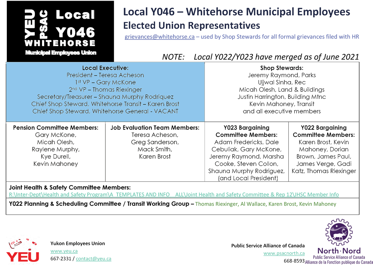 Whitehorse Municipal Workers - Local Y046 - Yukon Employees' Union